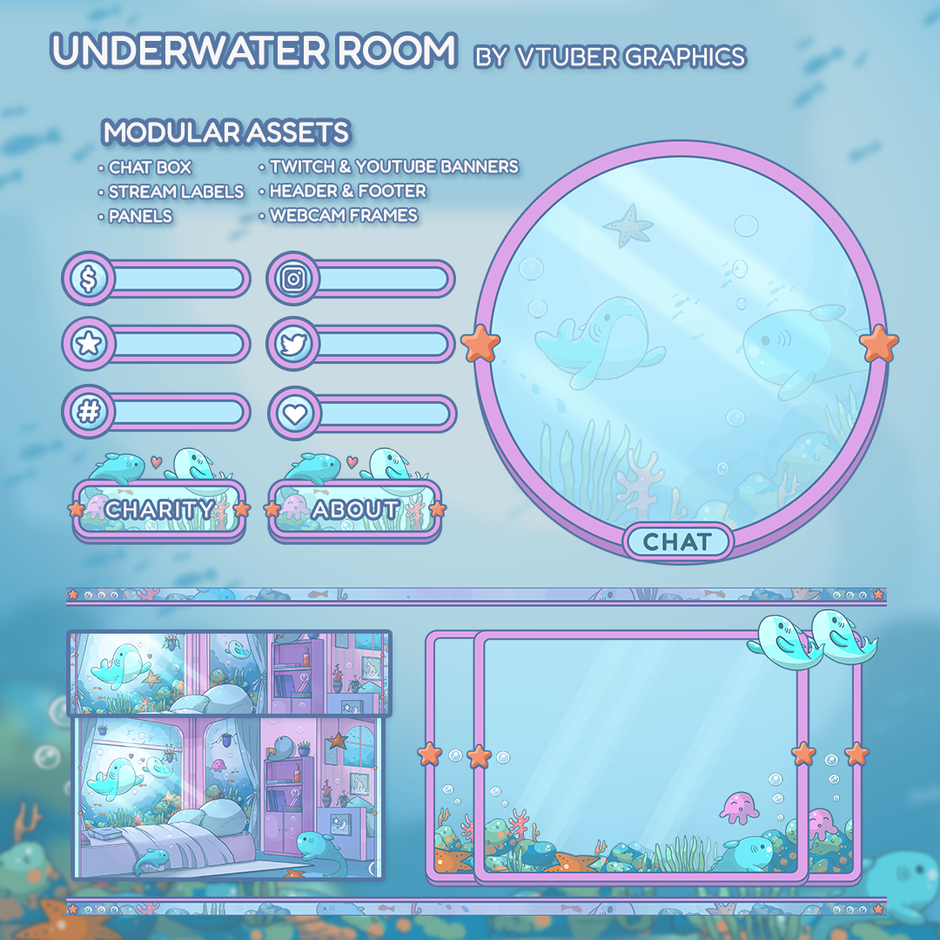 Vtuber Graphics | Premades for Virtual Youtubers and Content Creators!